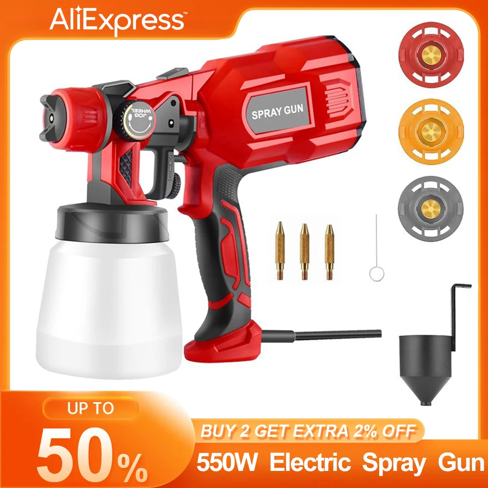 550W-Electric-Spray-Gun-4-Nozzle-Sizes-with-3-patterns1200ml-Household ...