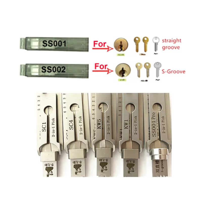 Lishi-Herramientas 2 en 1 SS001 SS002 pro SS002R M1/M2 AM5 R52 KW1 KW5 SC1 SC4 para abridor de ...