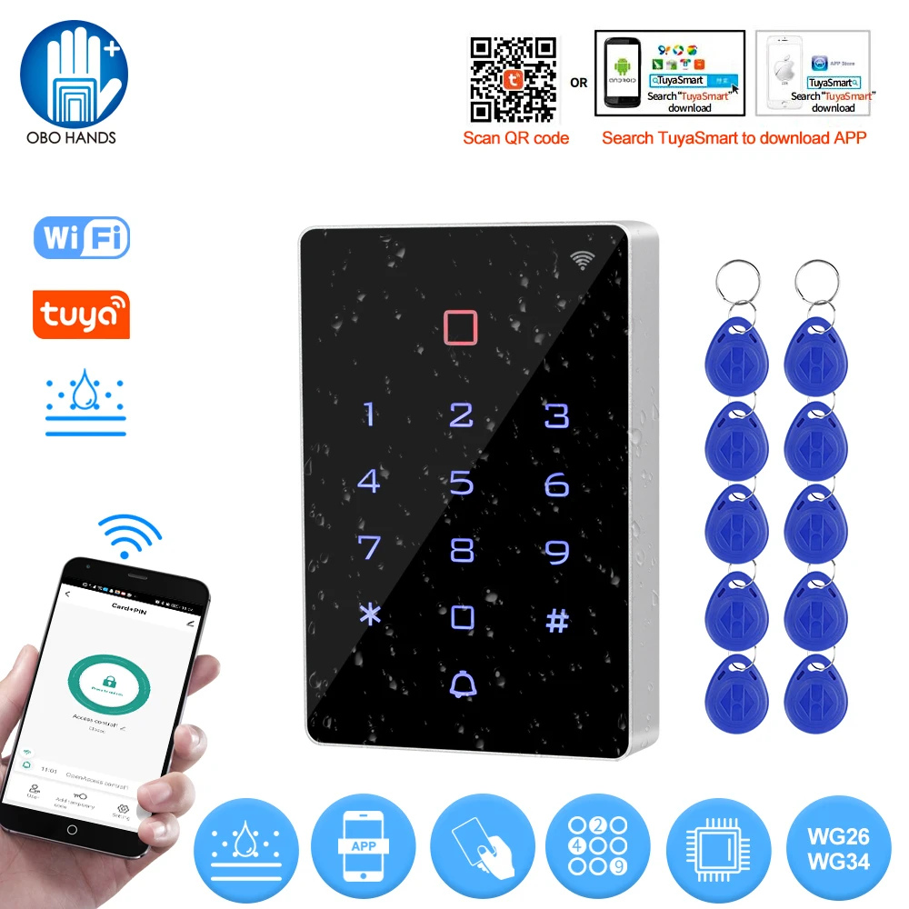 WiFi-Tuya-APP-Access-Control-Keypad-Waterproof-RFID-Keyboard-Controller-Reader-Touch-Backlight ...