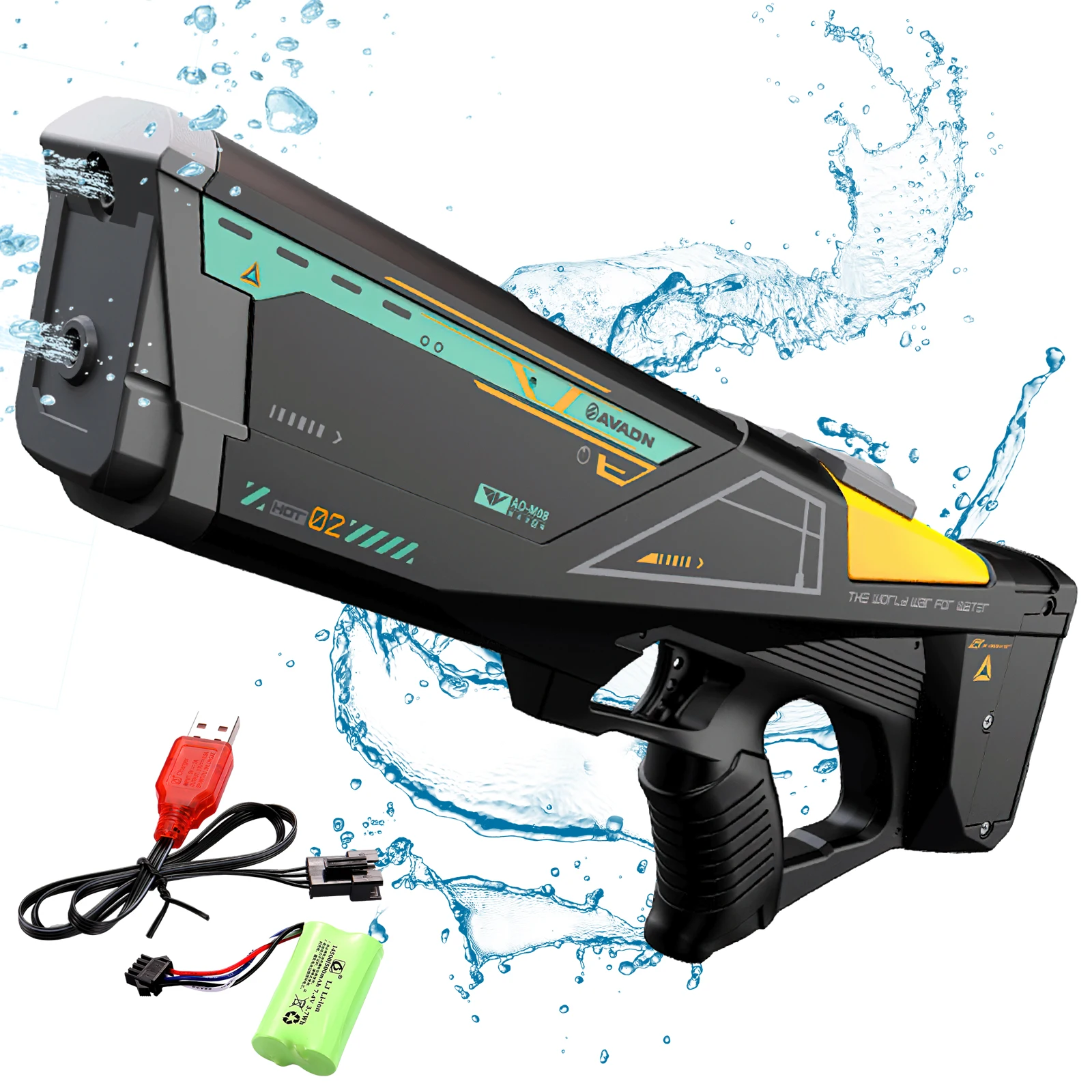 Electric-Water-Gun-Fully-Automatic-Pistol-Shooting-Toy-Water-Absorption ...