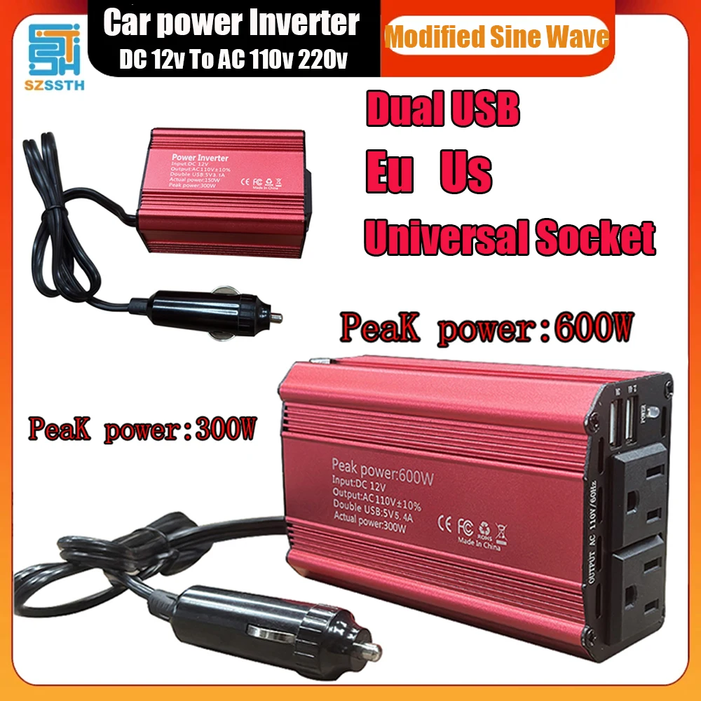 Multi-function-Inverter-600W-300W-DC-12V-To-AC-110V-220V-Solor-Power ...