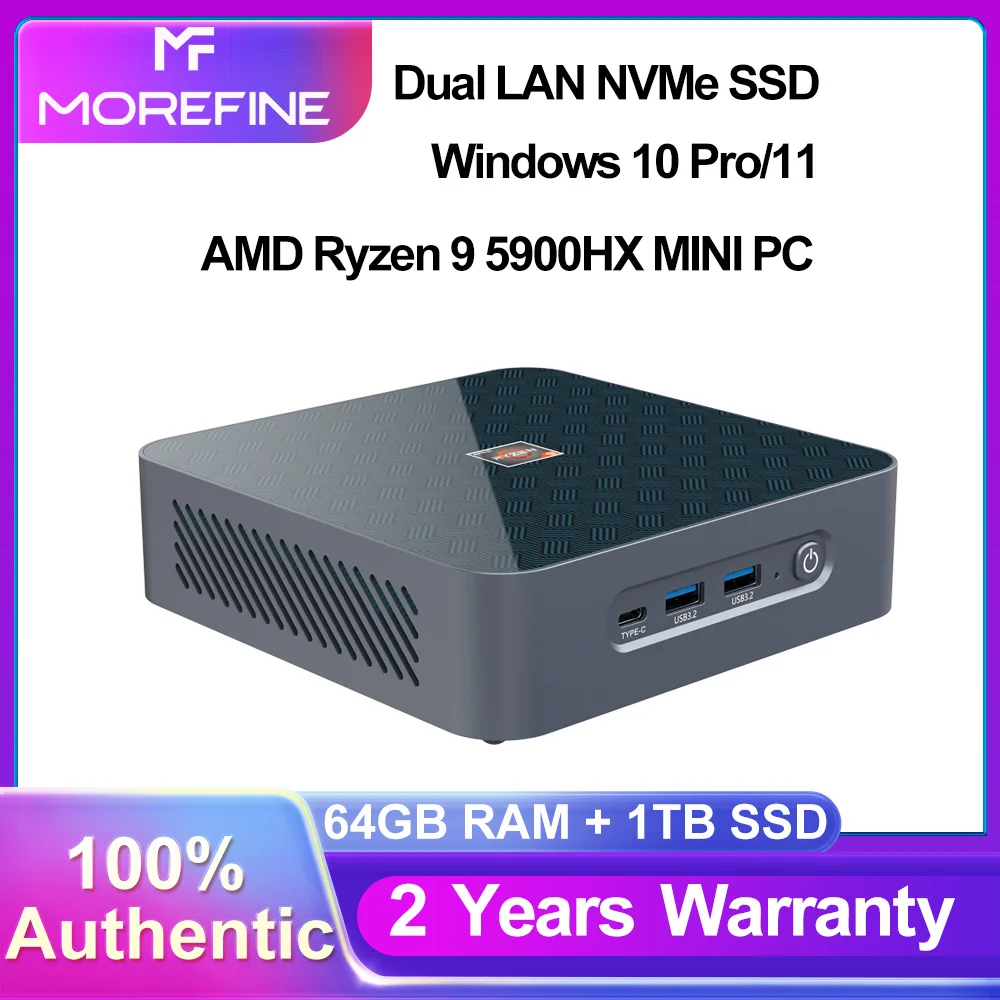 Morefine S500 + Amd Ryzen Mini Pc R9 5900hx R7 5800u Windows 11/10 ...