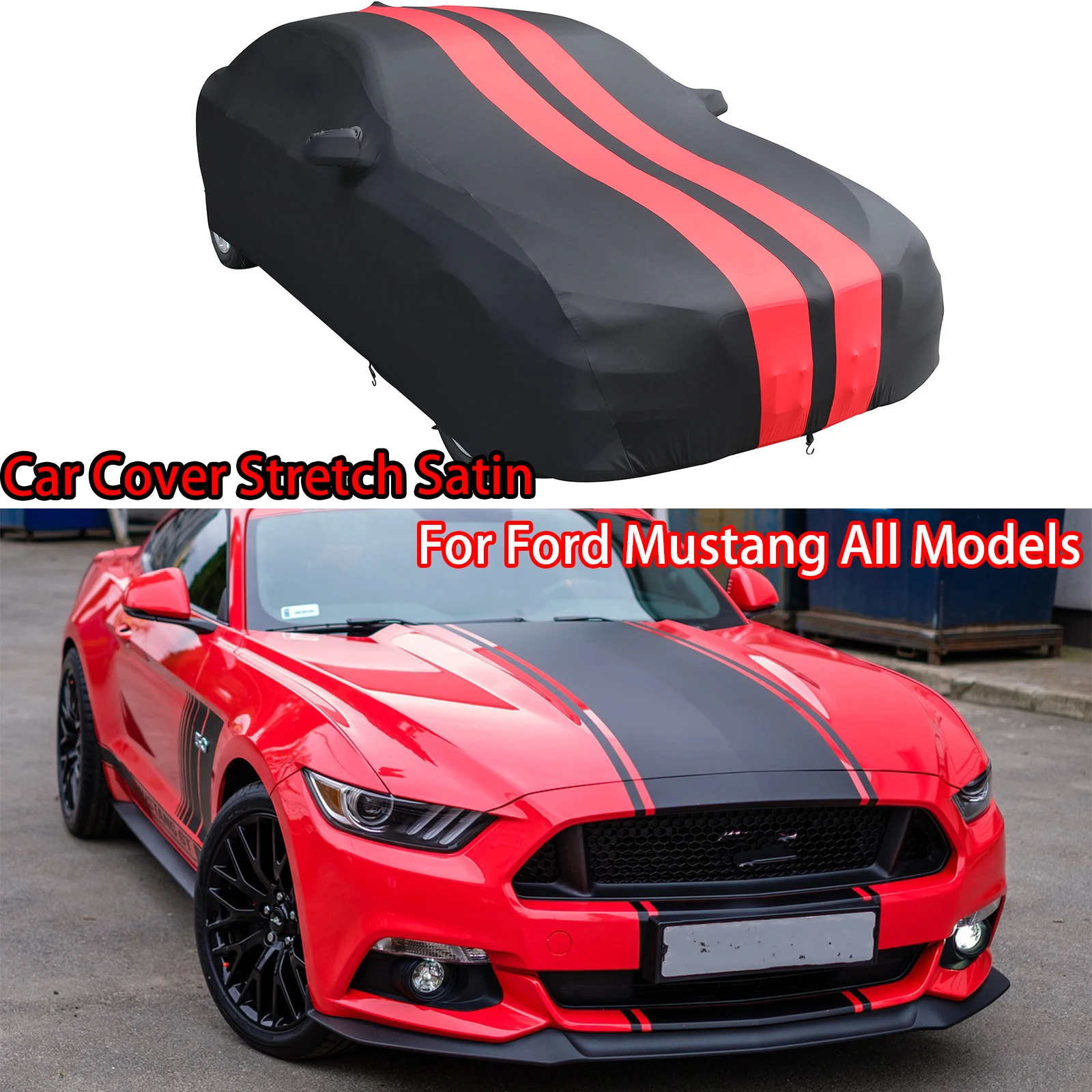For-Ford-Mustang-All-Models-Car-Cover-Stretch-Satin-Scratch-Dustproof ...