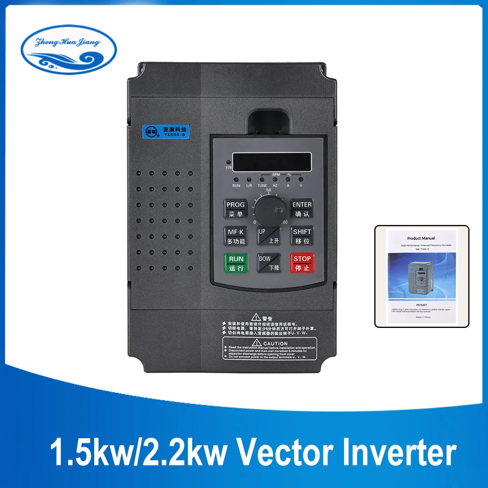 2.2kw 220v VFD Vector Frequency Drive 1.5kw/2.2kw Inverter 50/60Hz VFD Inverter 1HP Input 3HP ...