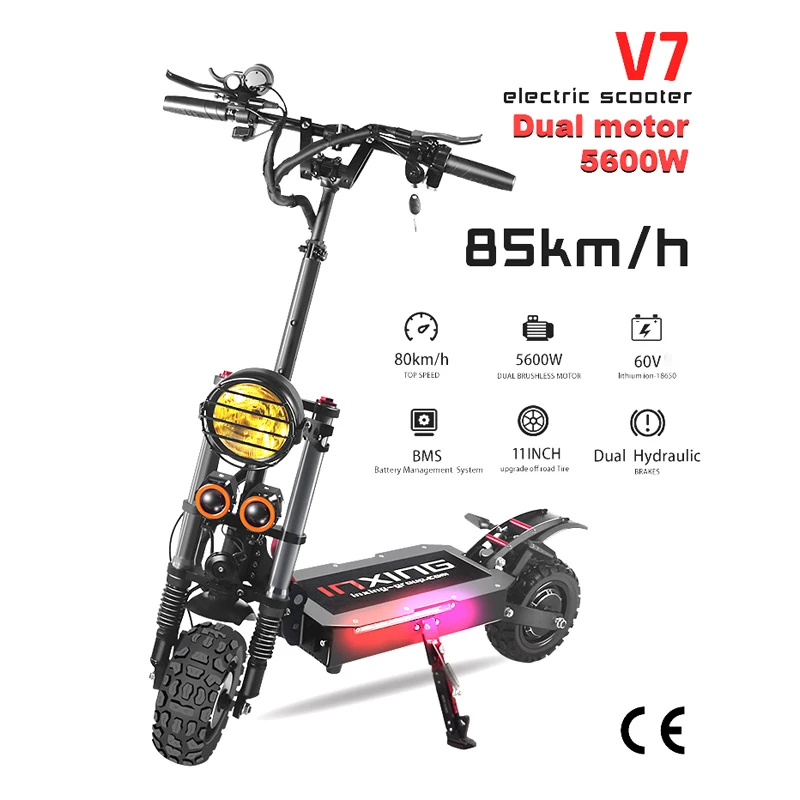 80km/h Max Speed Powerful Electric Scooter 5600w Dual Motor 11" Off ...