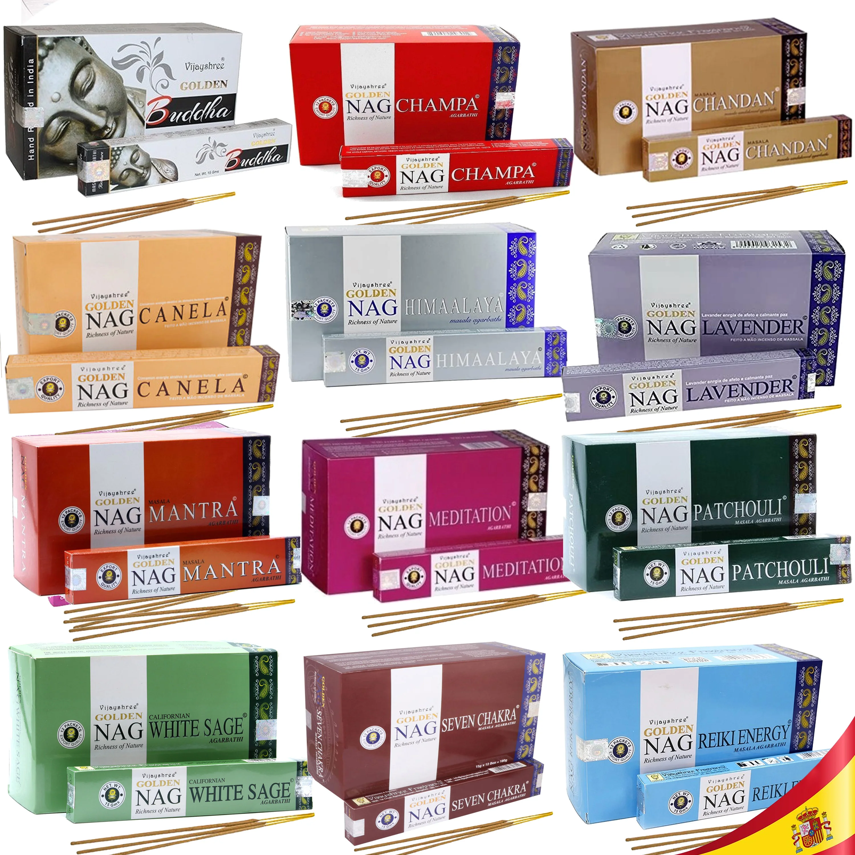 Original incense VIJAYSHREE 180g made in INDIA Golden Nag Budha Champa ...