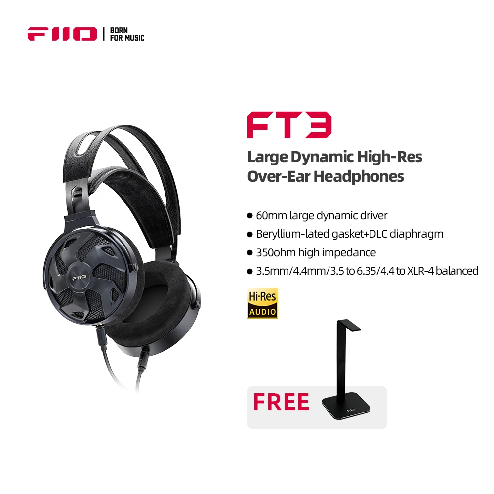 Fiio Ft3 Wired Headphone 60mm High-performance Dynamic Driver Open-back Headset 3.5mmse/4.4mm/6 ...