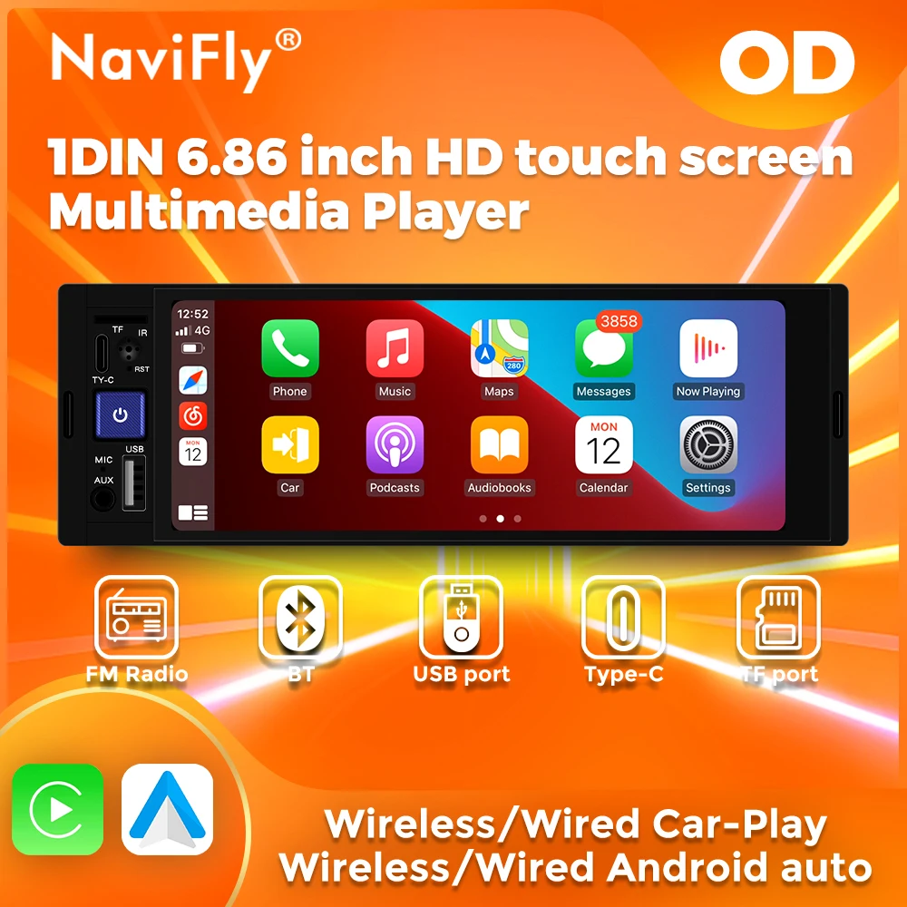 NaviFly-6-86-1-Din-MP5-Player-Car-Stereo-Radio-Wireless-Carplay-Android ...
