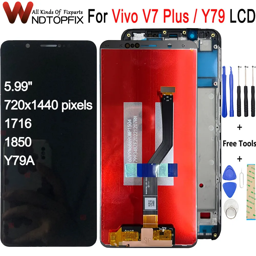 5.99" For Vivo V7+ / V7 Plus LCD Display Touch Screen Digitizer Assembly Replacement 1716 1850 ...