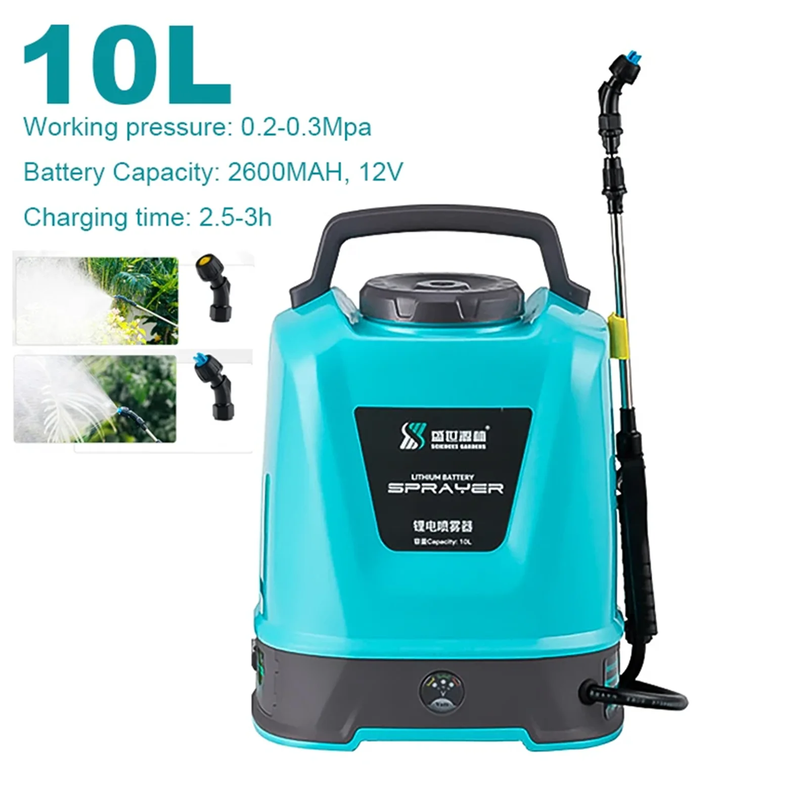 Electric Garden Sprayer with 6 Nozzles Telescopic Rod Portable Handheld ...