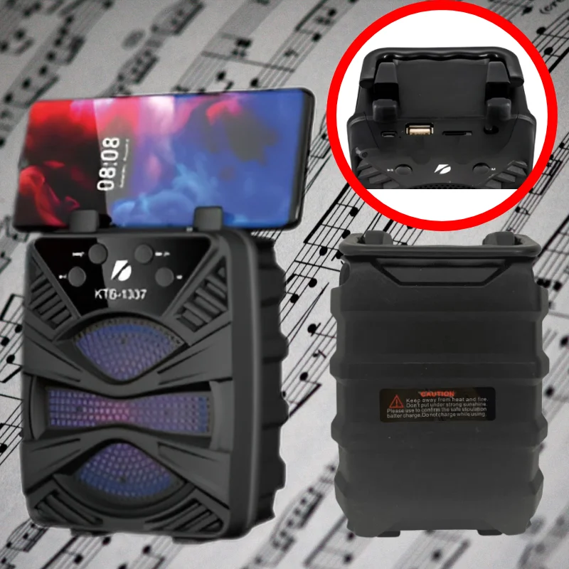 Caixa de Som Portátil Wireless Bluetooth KTS-1337 Nova Versão de Alto ...