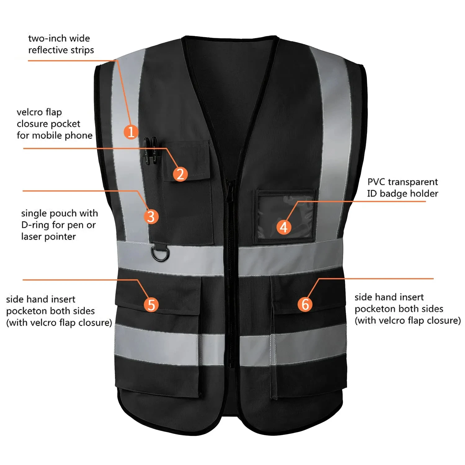 Reflective Safety Vest High Visibility XXXL Motorcycle Jacket Safety ...