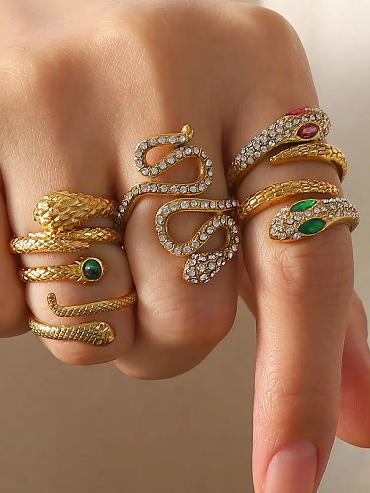 Uworld Punk Hip Hop Open Adjustable 18k Gold Snake Rings For Women Ring ...