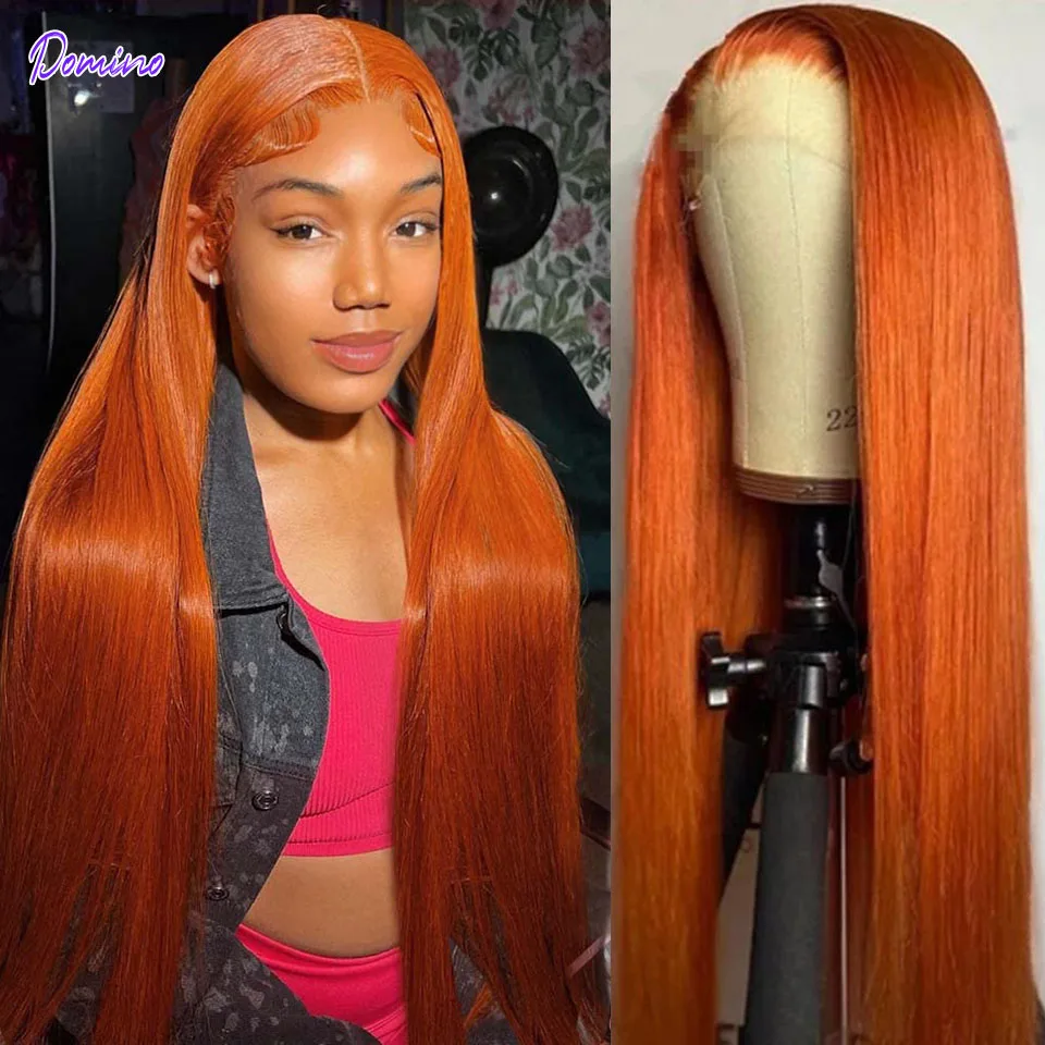 Ginger-Dark-Orange-Lace-Front-Wig-Human-Hair-Straight-For-Black-Women ...