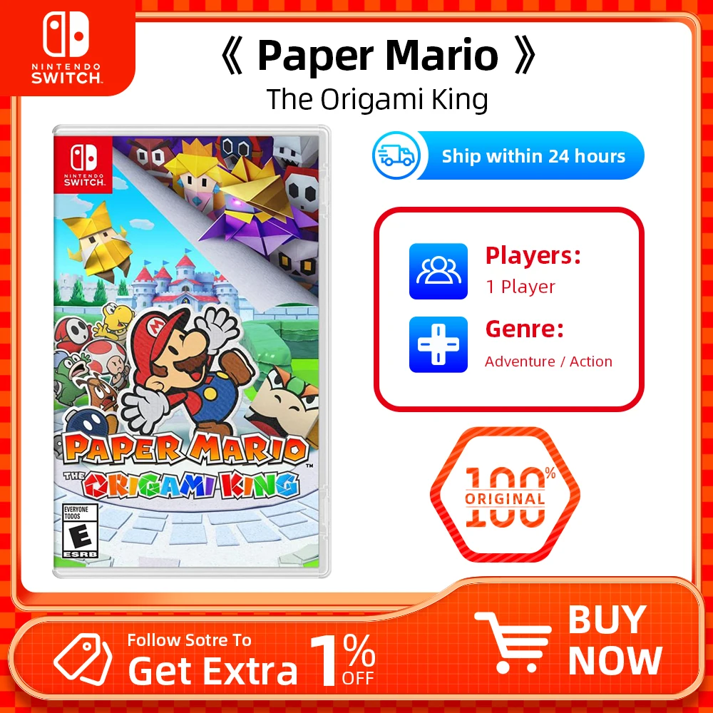 Nintendo-Switch-Paper-Mario-The-Origami-King-Games-Cartridge-Physical ...
