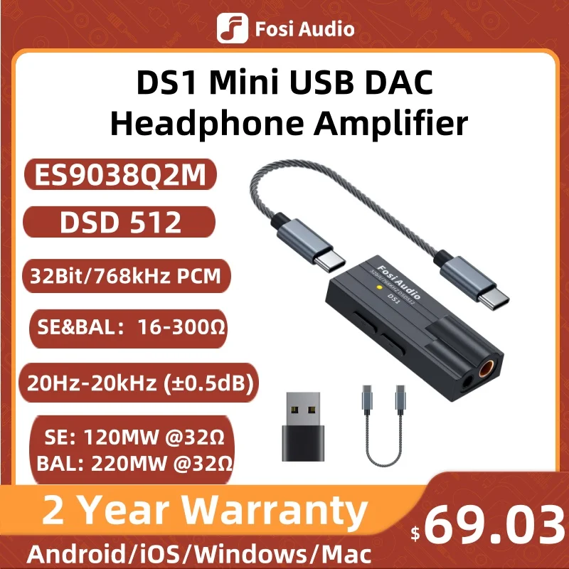 Fosi-Audio-DS1-DSD512-HiFi-DAC-Headphone-Amplifier-Mini-Audio-USB-DAC ...