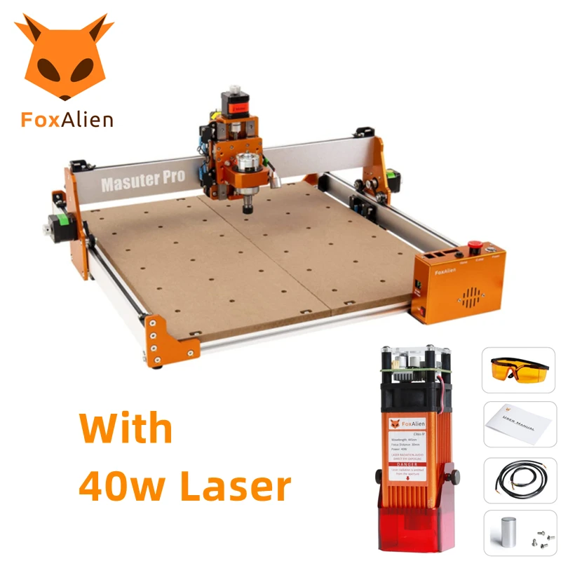 Máquina enrutadora CNC con láser de 40w, marco de aluminio para tallado de madera y Metal ...