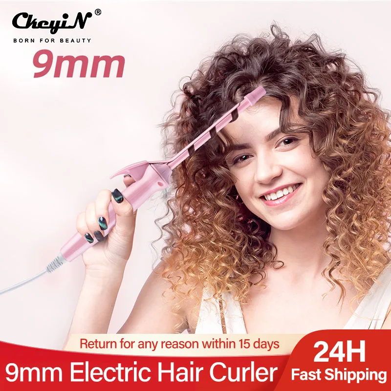 CkeyiN-9mm-Electric-Hair-Curler-Ceramic-Coating-Curling-Iron-Unisex ...