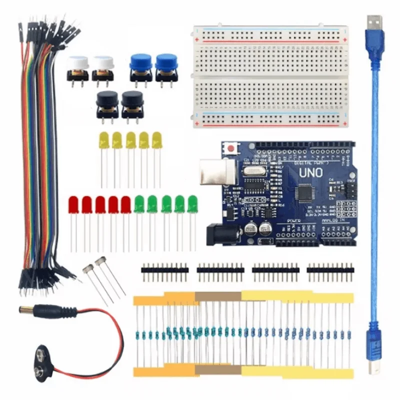 Kit-Uno-Iniciante-80-Pe-as-para-Arduino-Uno-R3-SMD-CH340-Kit-Estudo ...
