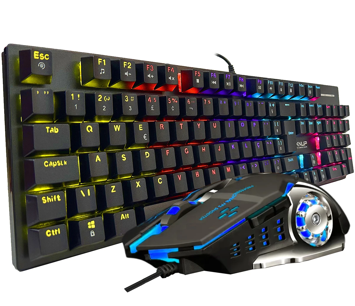 Gamer Kit Mechanical Keyboard Mouse Blue Switch Led Rgb Usb Pc ...