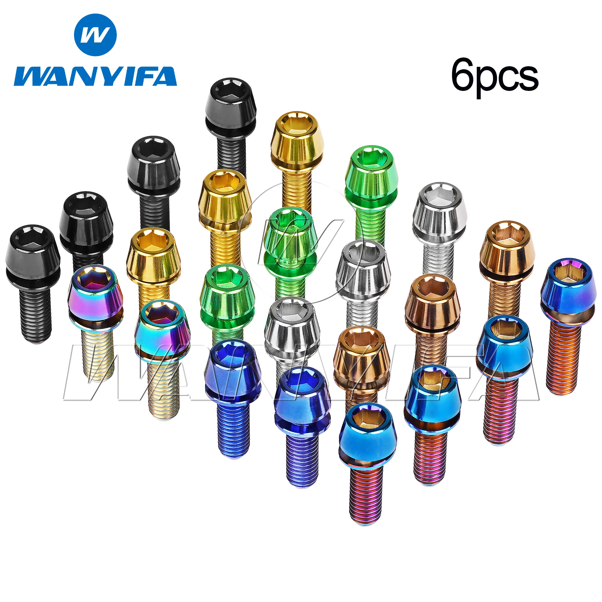 Wanyifa-6pcs-Titanium-Bolt-M5x16-18-20mm-Taper-Allen-Hex-Head-Screws ...