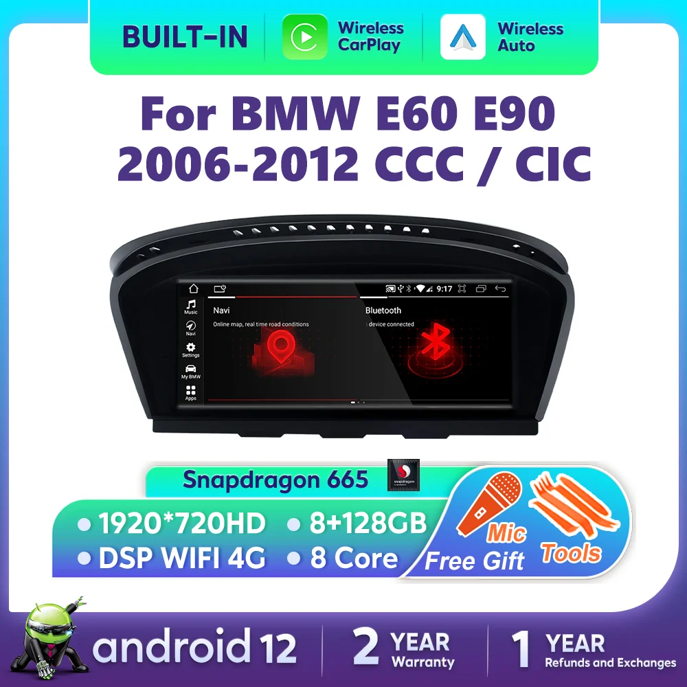 8.8/10.25 Car Multimedia Player For BMW 3 5 Series E60 E61 E62 E63 E90 E91 E92 Wireless CarPlay ...