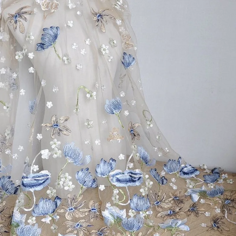3-5-10yards-Flower-Embroidered-Tulle-Fabric-Floral-Lace-Embroidery-Mesh ...