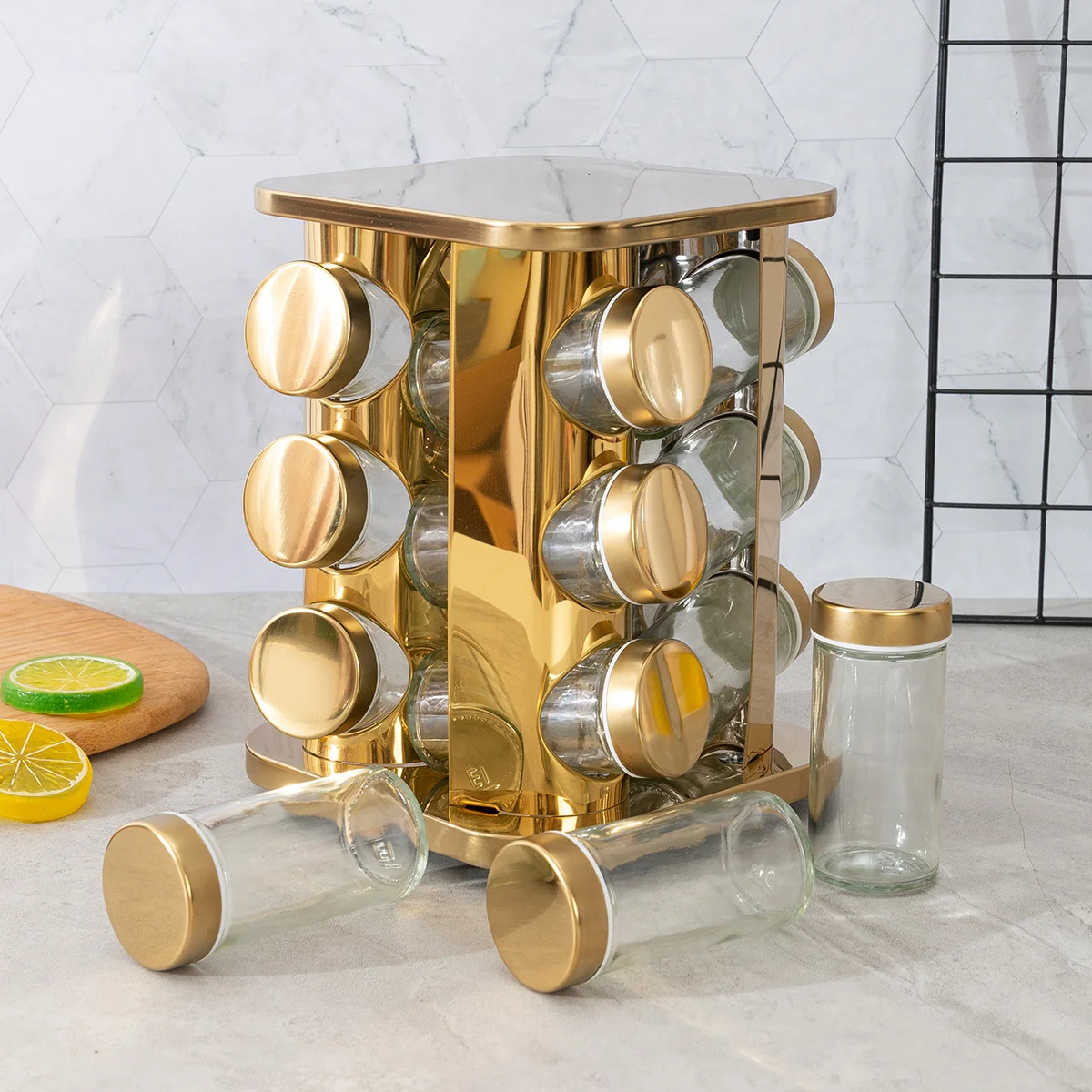 1pc/1 Set, Spices And Seasonings Sets, Revolving Countertop Spice Rack ...