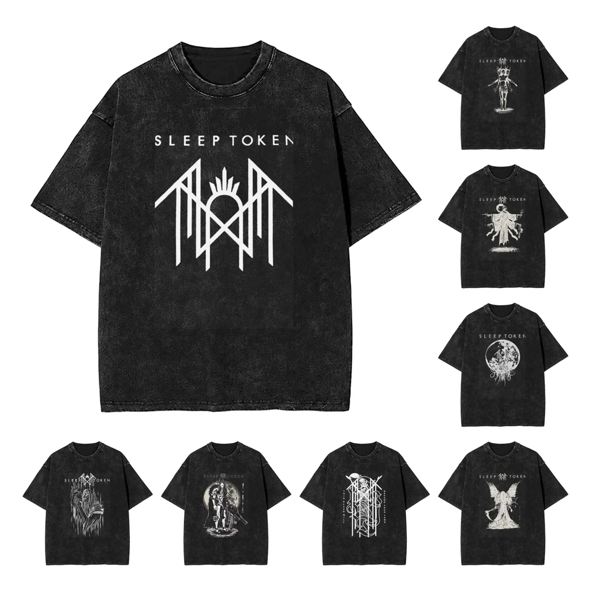 Sleep-Metal-Tokens-Logo-Vintage-Washed-T-Shirt-Men-Cotton-Tops ...