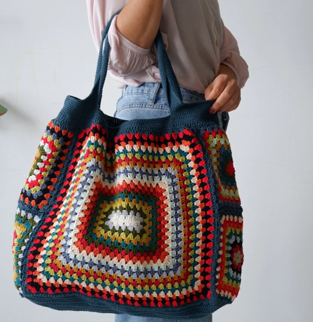 Crochet Summer Bag Granny Square | Crochet Granny Square Tote Bag ...