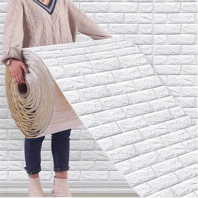 70cm*1m 3D Brick Pattern Wall Panels Wallpaper DIY Waterproof for ...