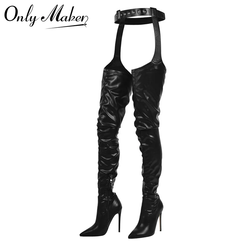 Onlymaker-Women-Pointed-Toe-Waist-High-Boots-12CM-Over-The-Knee-Boots ...