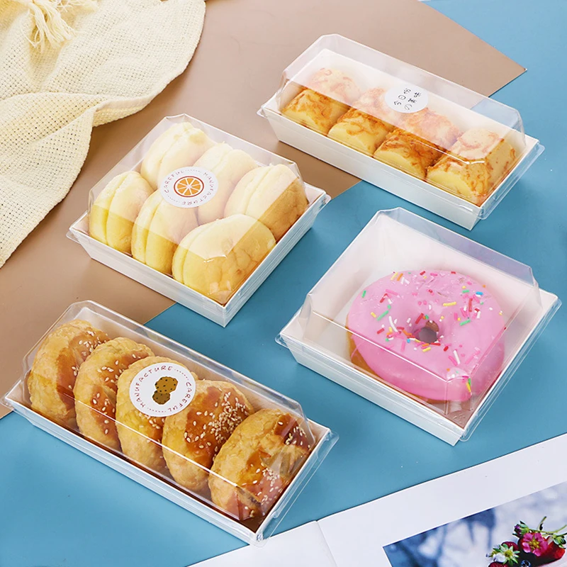 50Pcs-Kraft-Paper-Box-Bento-Bread-Snack-Bakery-Clear-Box-Sandwich-Food ...