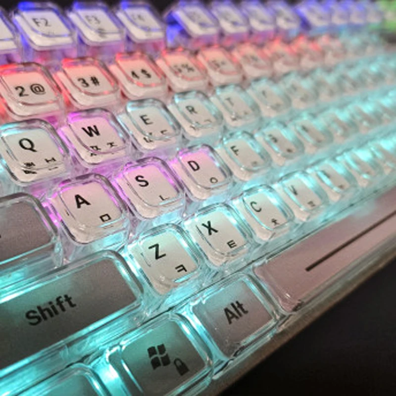 Transparent Crystal Keycaps Tl1 110 Keys English Korean Engraved ...