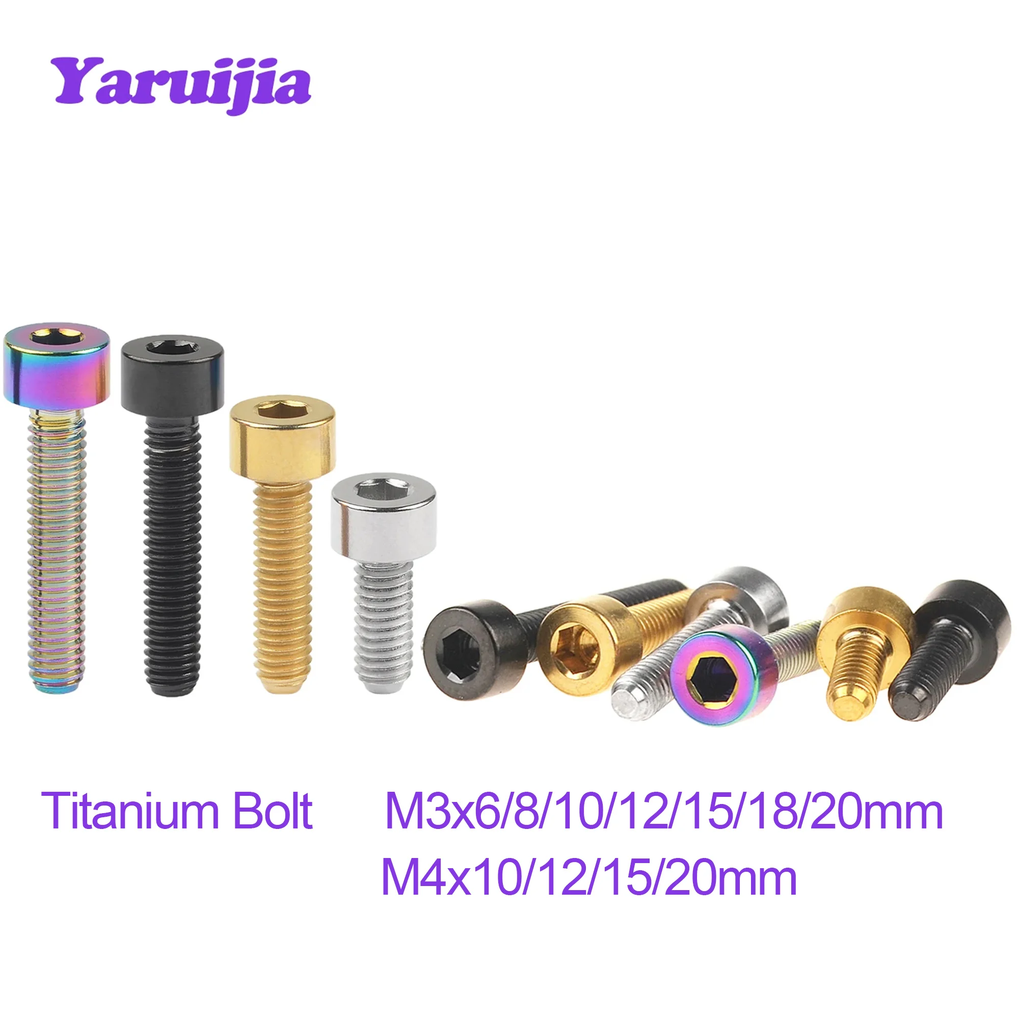 Yaruijia Titanium Bolts M3/M4x6/8/10/12/15/18/20mm Stigma Hex Head ...