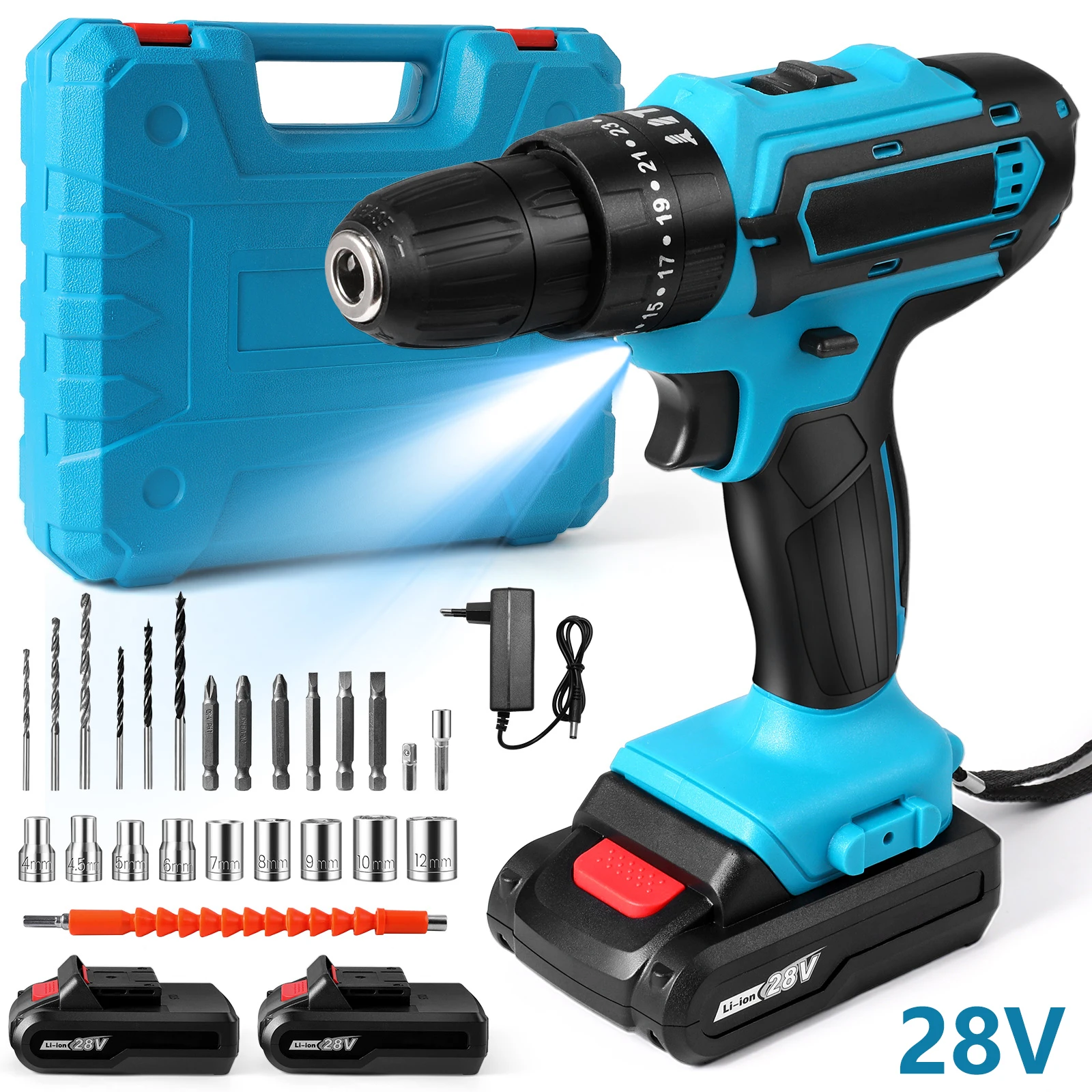 28V-Cordless-Drill-Electric-Screwdriver-Rechargeable-Lithium-Ion ...