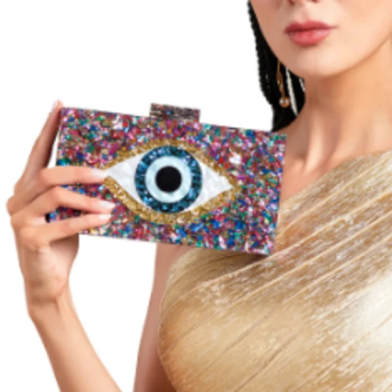 Clutch Purses for Women-Evil Eye Acrylic Clutch Glitter Purse Evening ...