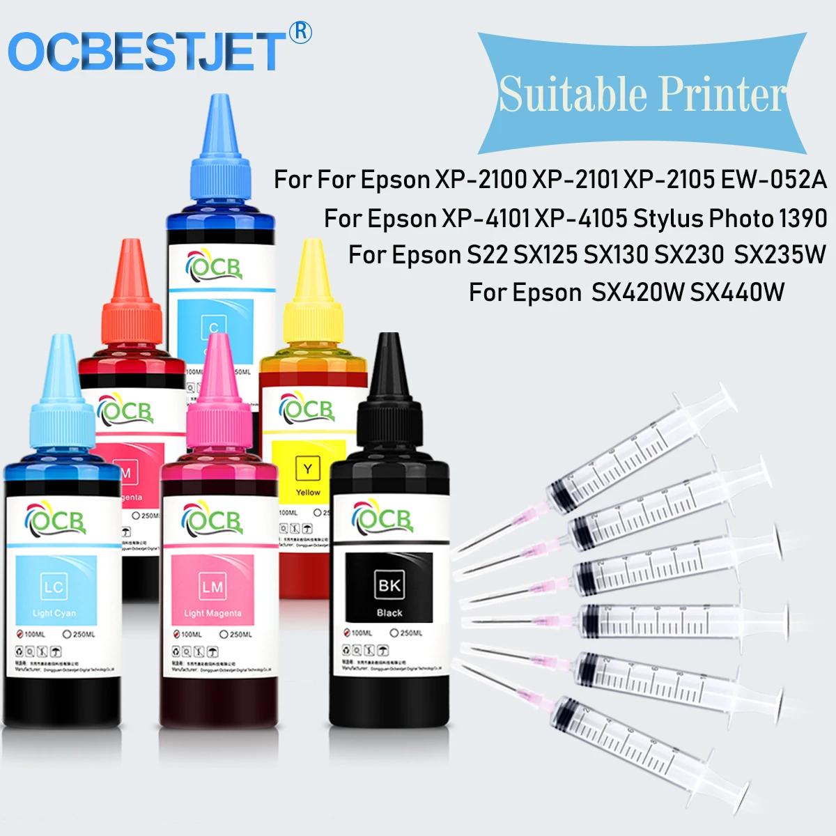 100ML-6-colors-Refill-Dye-Ink-Kit-For-Epson-Stylus-Photo-1390-R260-R280 ...
