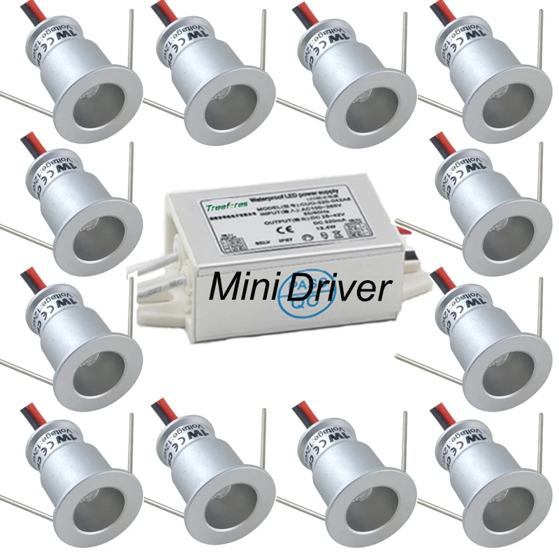 1W 12V LED Mini Bulb Spot Kit With IP67 Transformer Sauna Stair Light ...