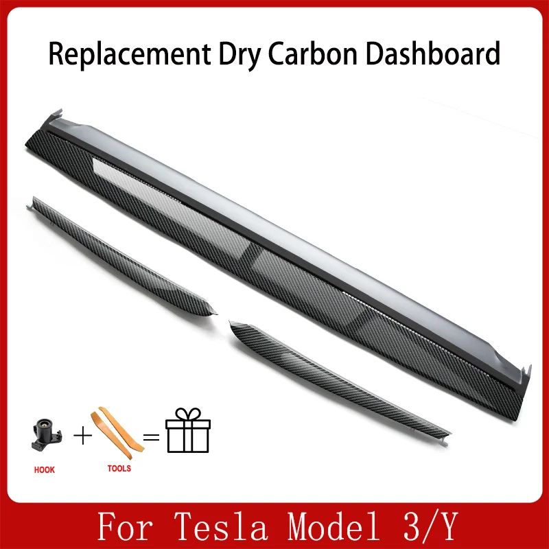 For-Tesla-Model-3-Y-Real-Carbon-Fiber-Dash-Dashboard-Replacement-And ...