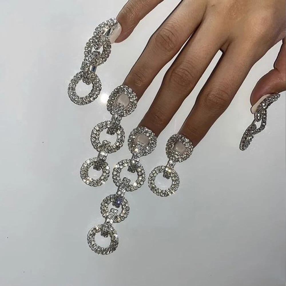 5pcs-Shiny-Crystal-Tassel-Ring-Finger-Jewelry-Geometry-Cuff-Open ...