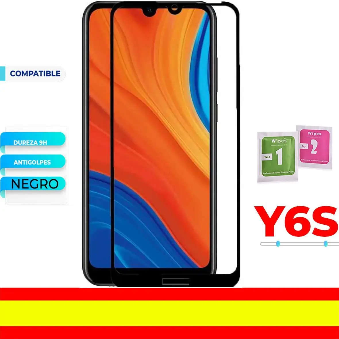 Protector Pantalla Compatible Huawei Y6S 2019 Cristal Templado Completo Lcd Telefono Movil ...