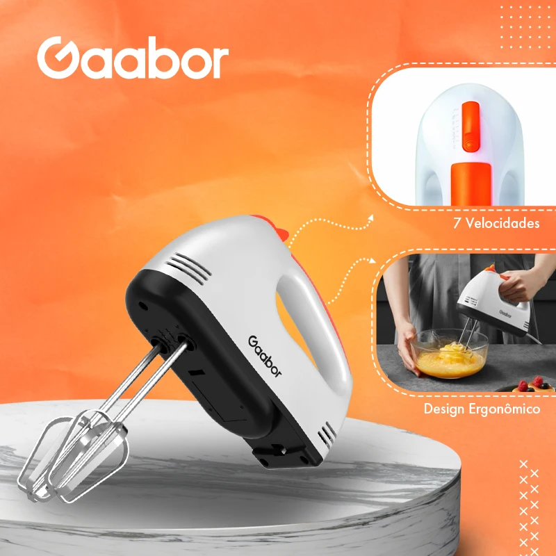 Batedeira de Mão Elétrica Portátil Gaabor 7 Velocidades Leve e Potente ...