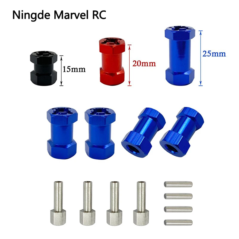 4-Pack-Aluminum-12mm-Hex-Hub-RC-Car-Drive-Adapter-15-20-25mm-Extended ...