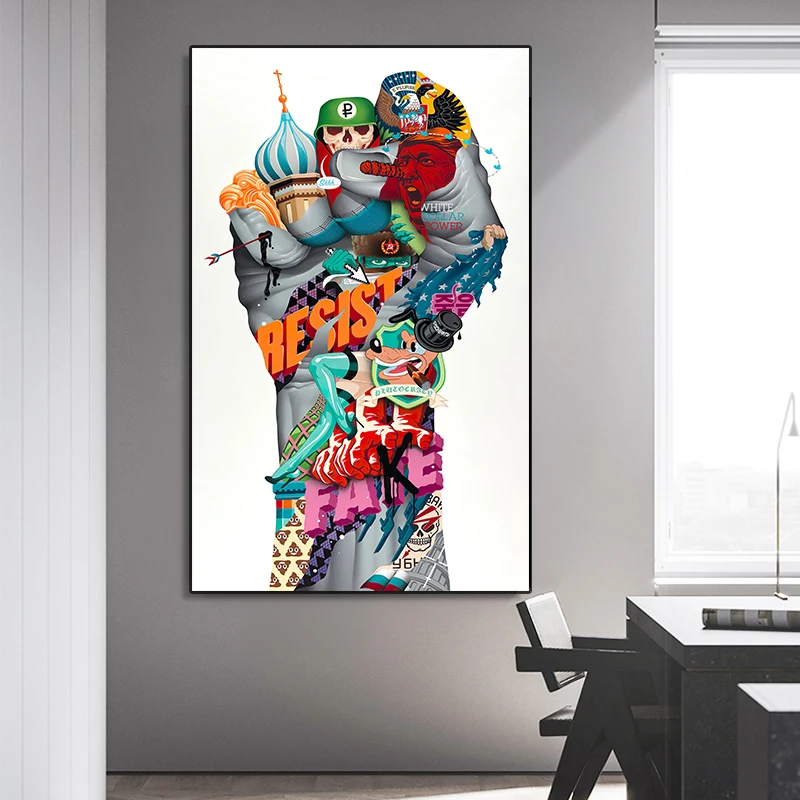 Donald Trump Power Hand Abstract Canvas Artwork Print Wall Art Hanging ...