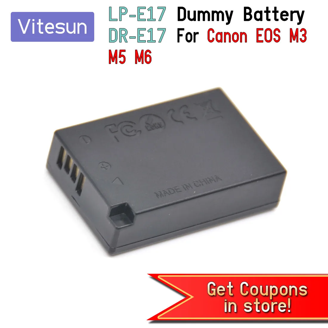 Vitesun-DR-E17-DC-Coupler-LP-E17-Dummy-Battery-Fit-Camera-Power-Adapter ...