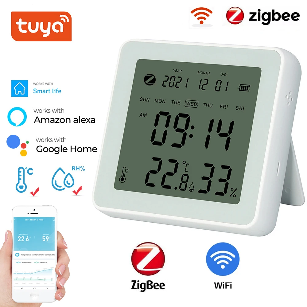 Tuya Smart WIFI / Zigbee Temperature And Humidity Sensor LCD Display ...