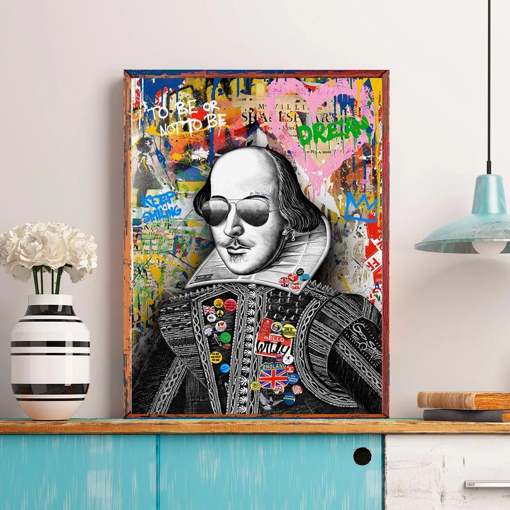 Pop-Wall-Art-Portrait-of-Shakespeare-Canvas-Painting-Office-Decor ...