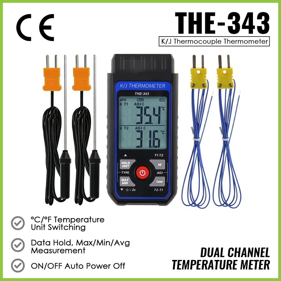 Pyrometer For Kiln TA611B Digital Thermocouple Thermometer | Dual ...