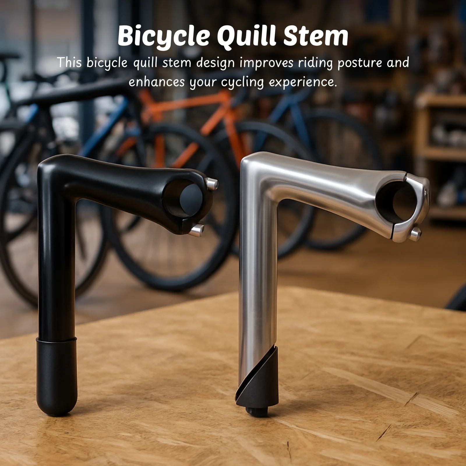 Bicycle Quill Stem 25.4mm 22.2mm Mounting Aluminum Alloy Gooseneck ...